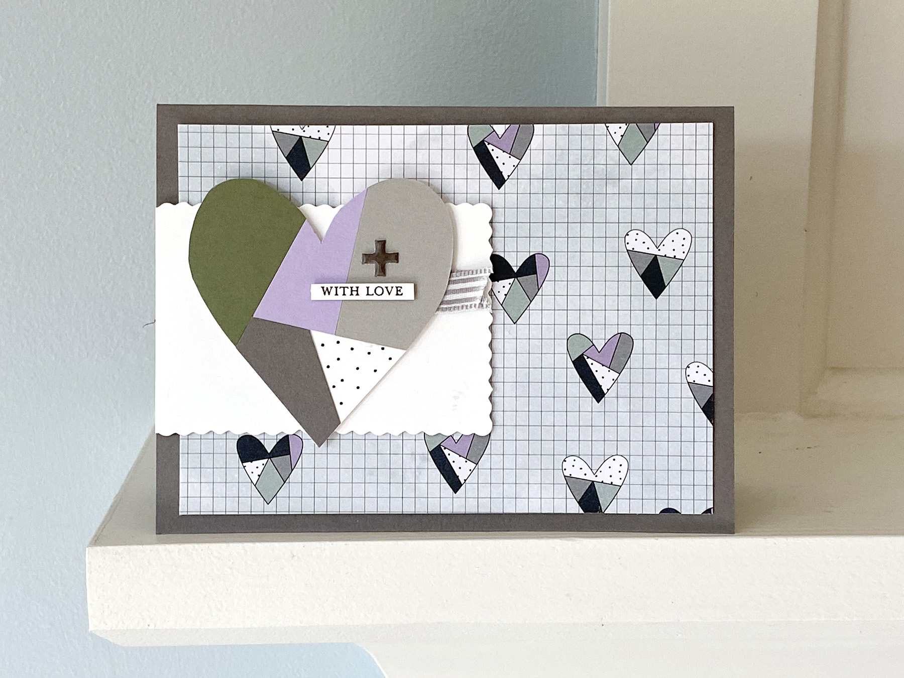 Paper Piecing Card – Sent with Love using ColorPlan – Etc Papers