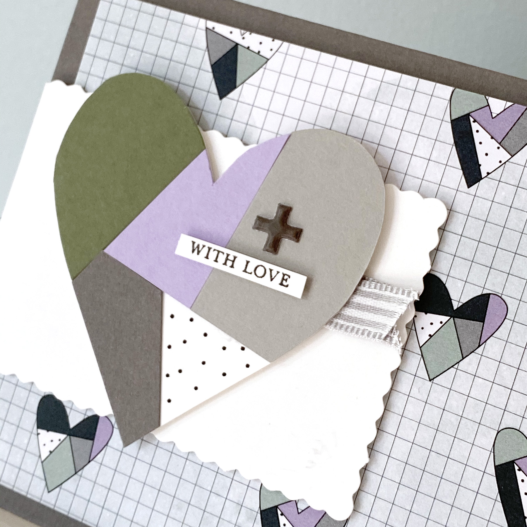 Paper Piecing Card – Sent with Love using ColorPlan – Etc Papers