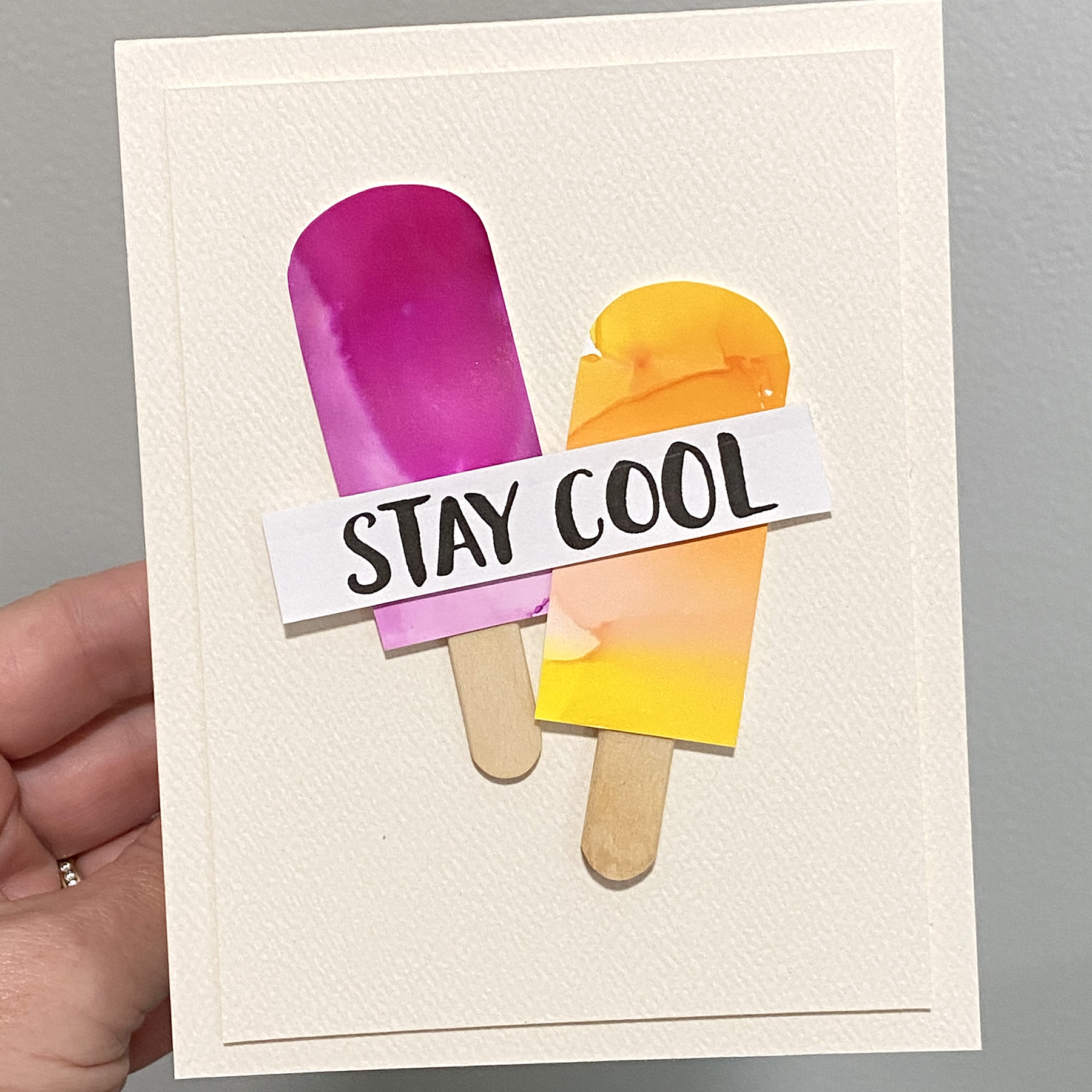 Stay Cool card created using EVO Synthetic Paper – Etc Papers